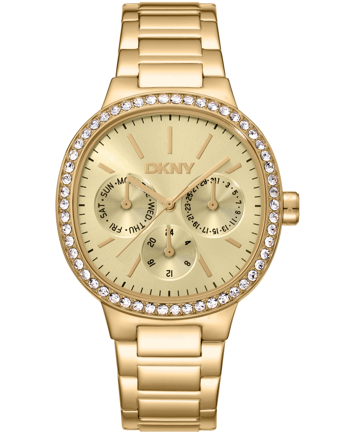Click here for Dkny Womens Champagne Dial Crystal Bezel Gold-Tone... prices