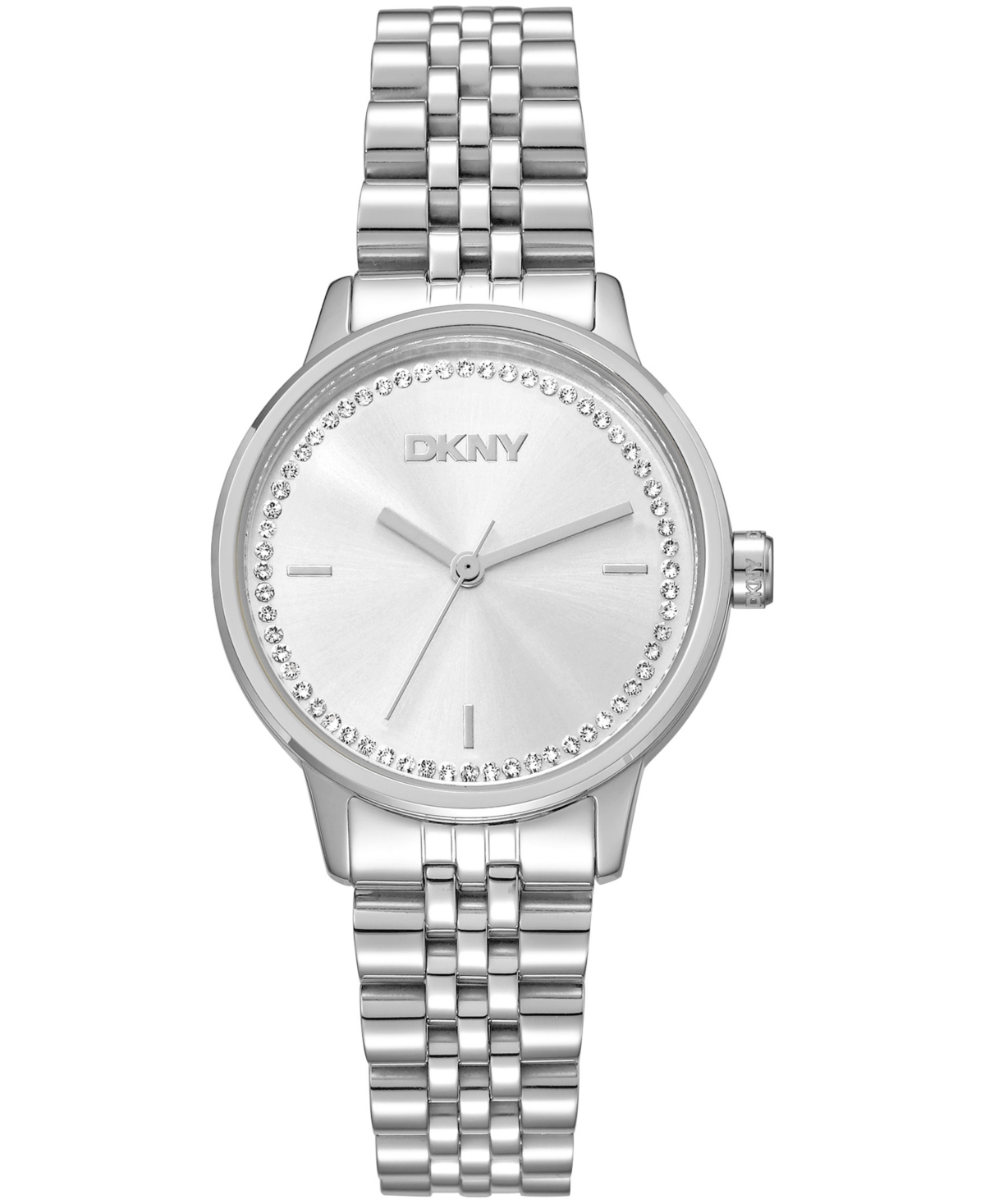 Click here for Dkny Womens Silver Crystal Accented Dial Stainless... prices