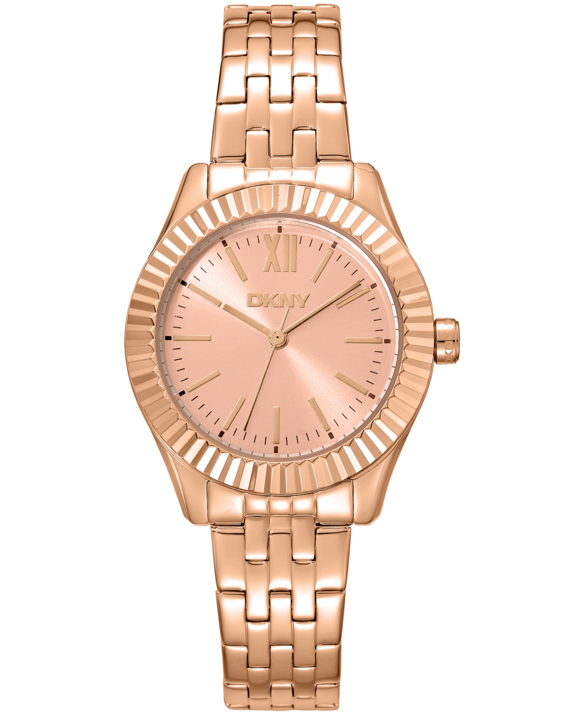 Click here for Dkny Womens Rose Gold Dial Fluted Bezel Rose-Gold... prices