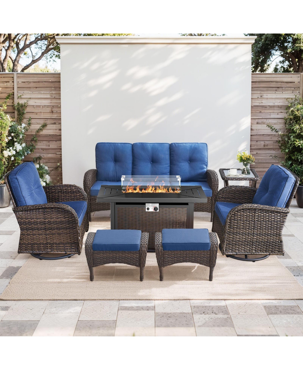 Click here for Gymojoy 7-Piece Wicker Fire Pit Conversation Set w... prices