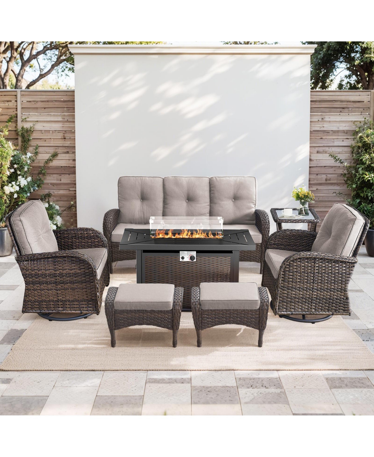 Click here for Gymojoy 7-Piece Wicker Fire Pit Conversation Set w... prices