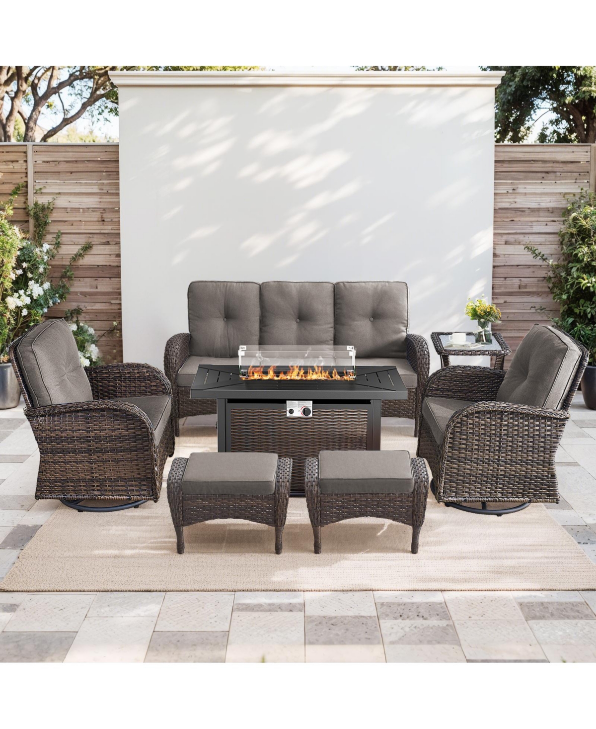 Click here for Gymojoy 7-Piece Wicker Fire Pit Conversation Set w... prices