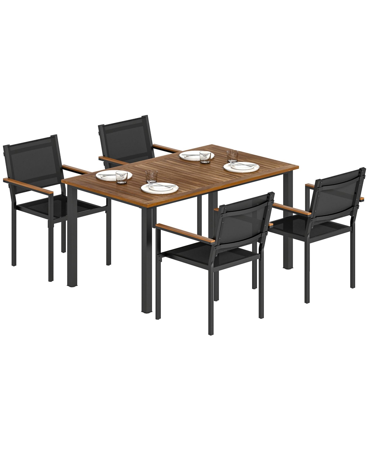 Click here for Outsunny Outdoor Dining Set for 4  Acacia Wood Tab... prices