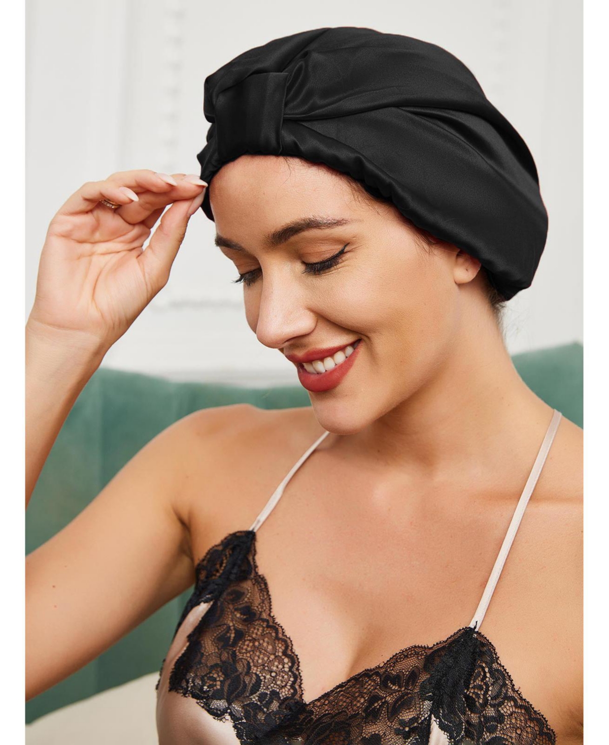 Click here for Silksilky 100 Mulberry Silk Sleep Bonnet - Black prices