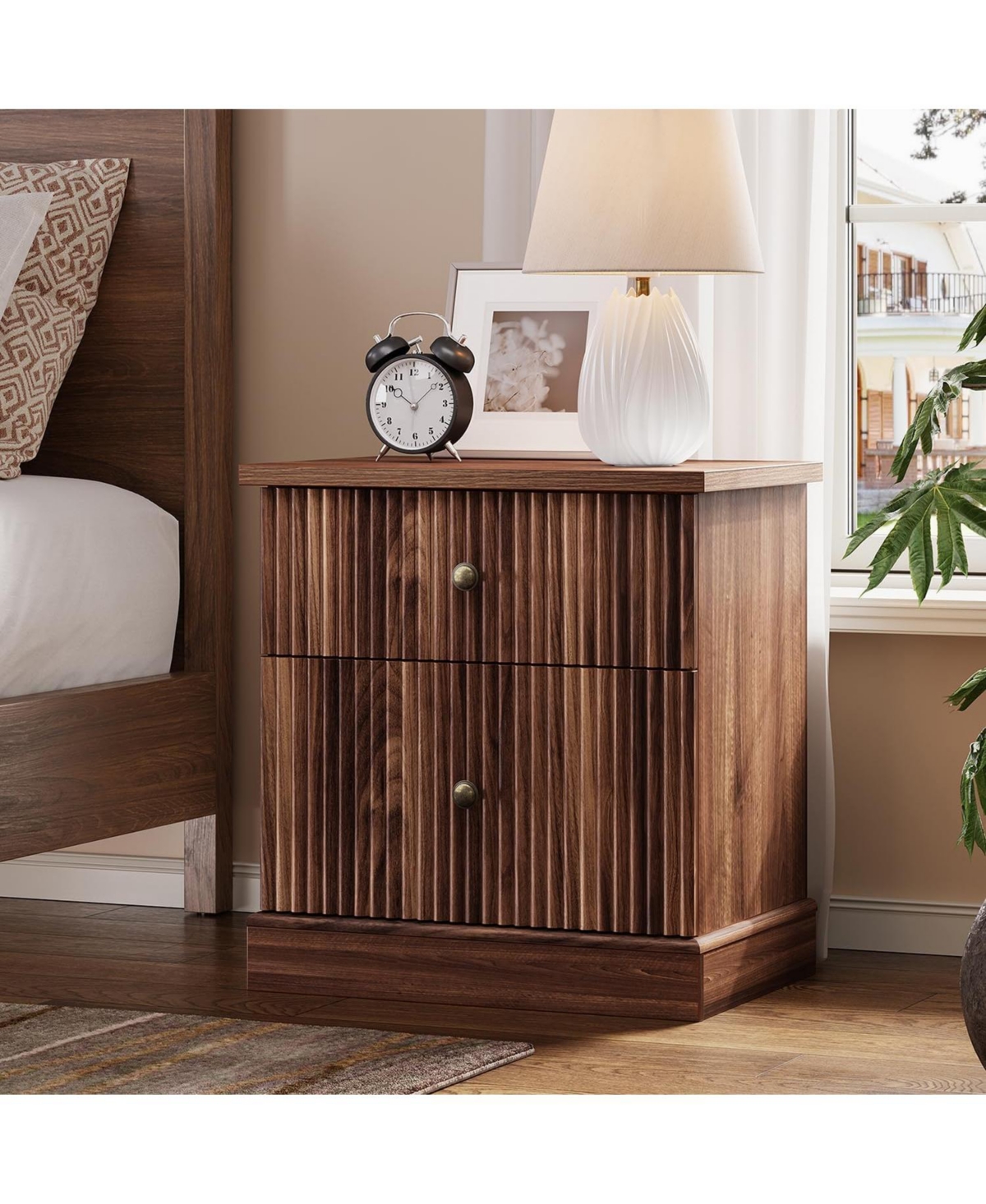 Click here for gaomon Fluted Nightstand with 2 Drawers  Mid Centu... prices
