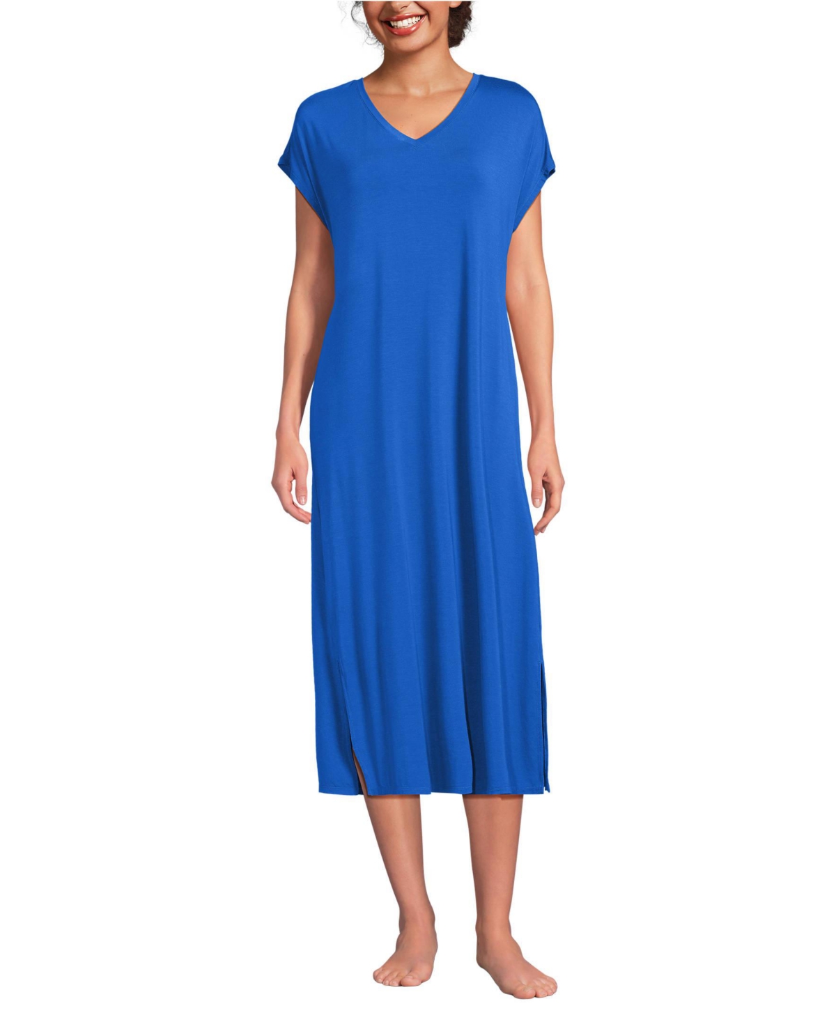 Click here for Lands End Womens Cooling Cap Sleeve Midi Nightgown... prices