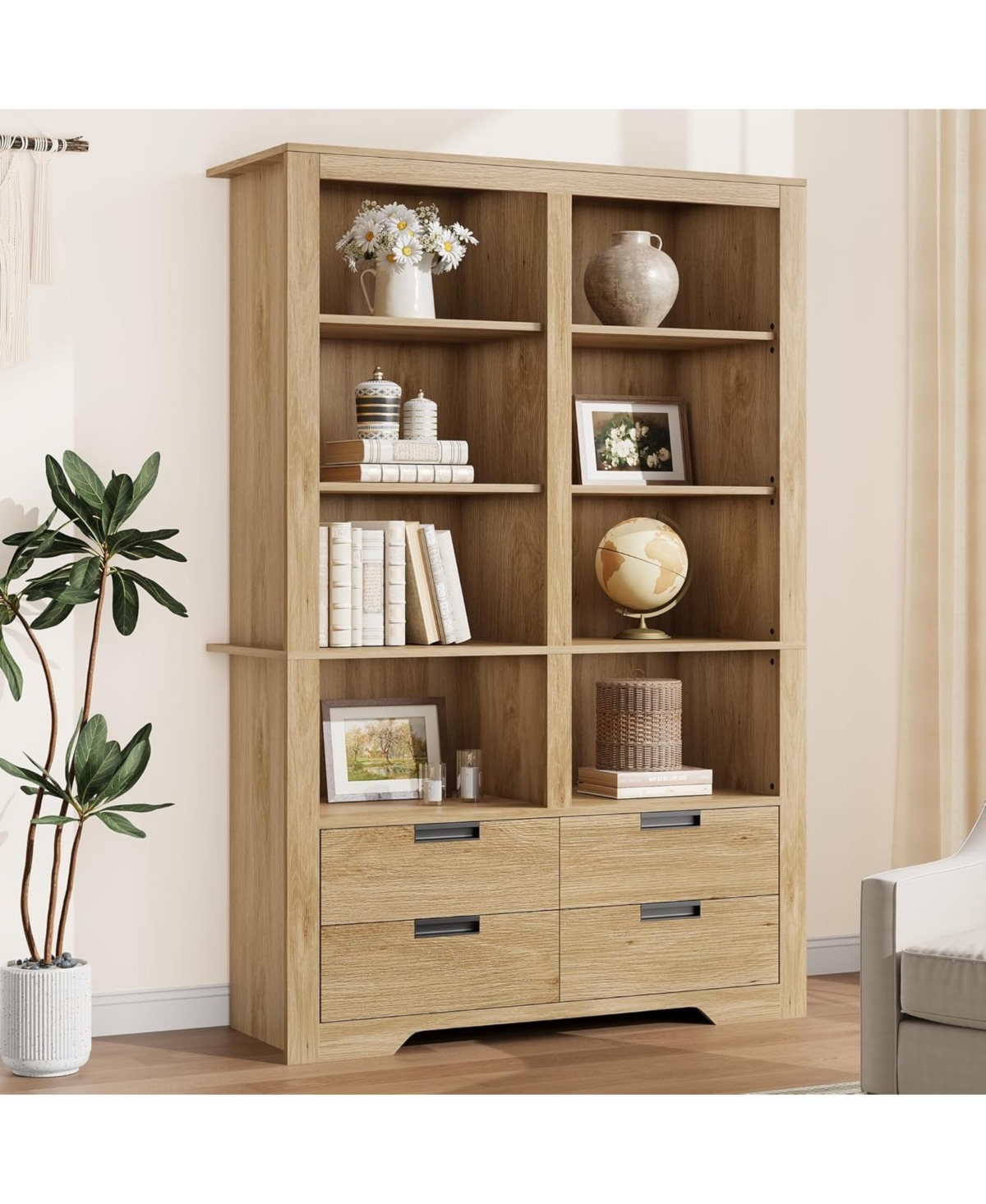 Click here for gaomon 72" Tall Bookshelf with 4 Drawers  Far... prices