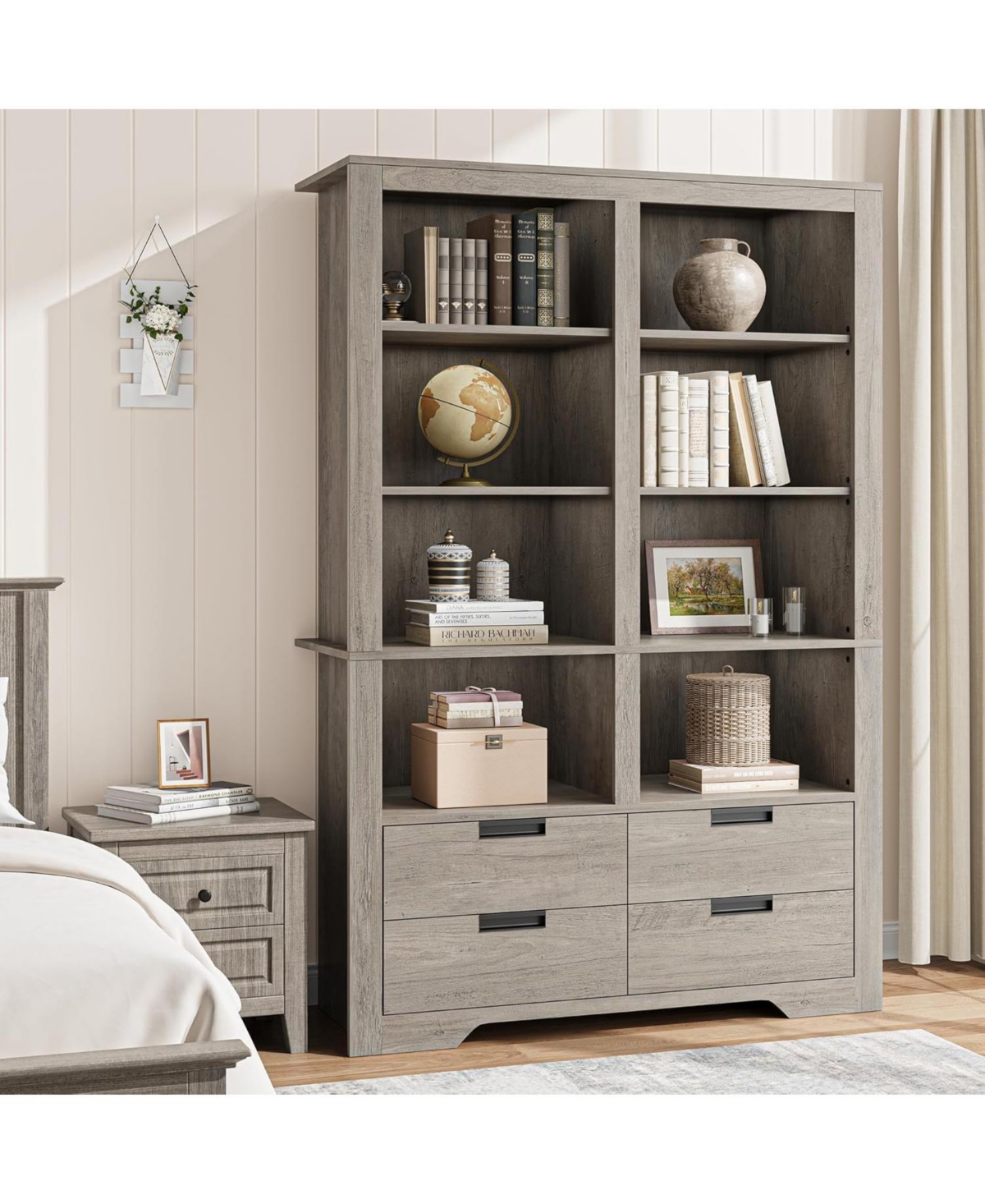 Click here for gaomon 72" Tall Bookshelf with 4 Drawers  Far... prices