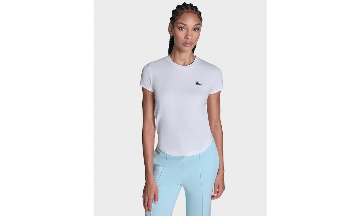Click here for Converse Womens Sneaker Patch T-Shirt - White prices