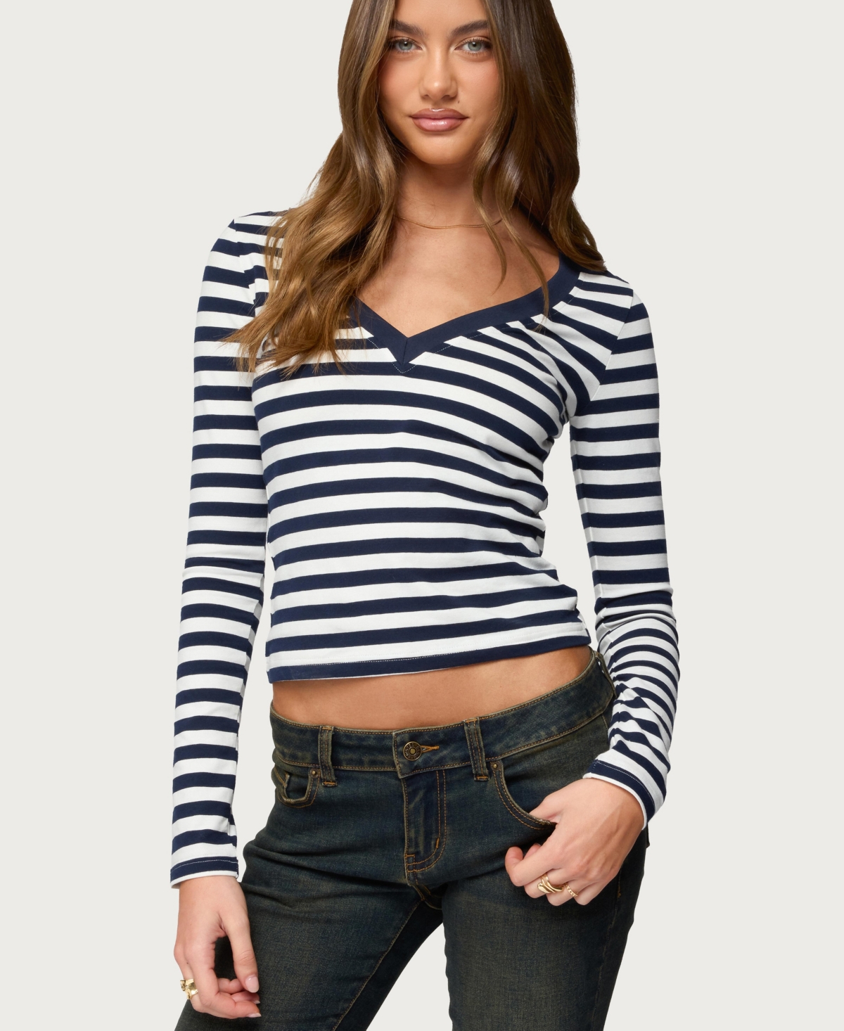 Click here for Edikted Womens Solly Striped Long Sleeve T Shirt -... prices