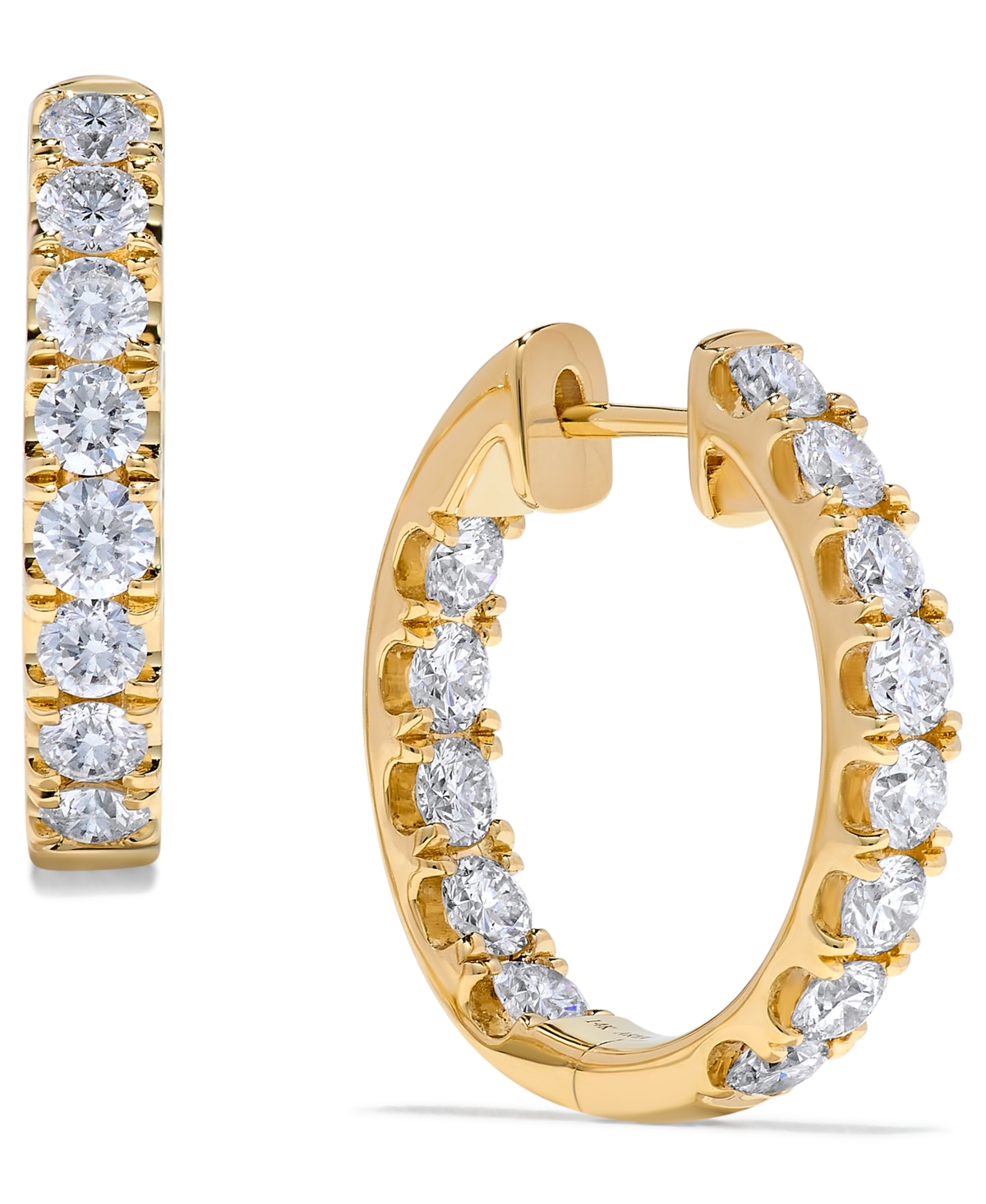 Click here for Macys Diamond (1-1/2 ct. t.w.) Hoop Earrings in 14... prices