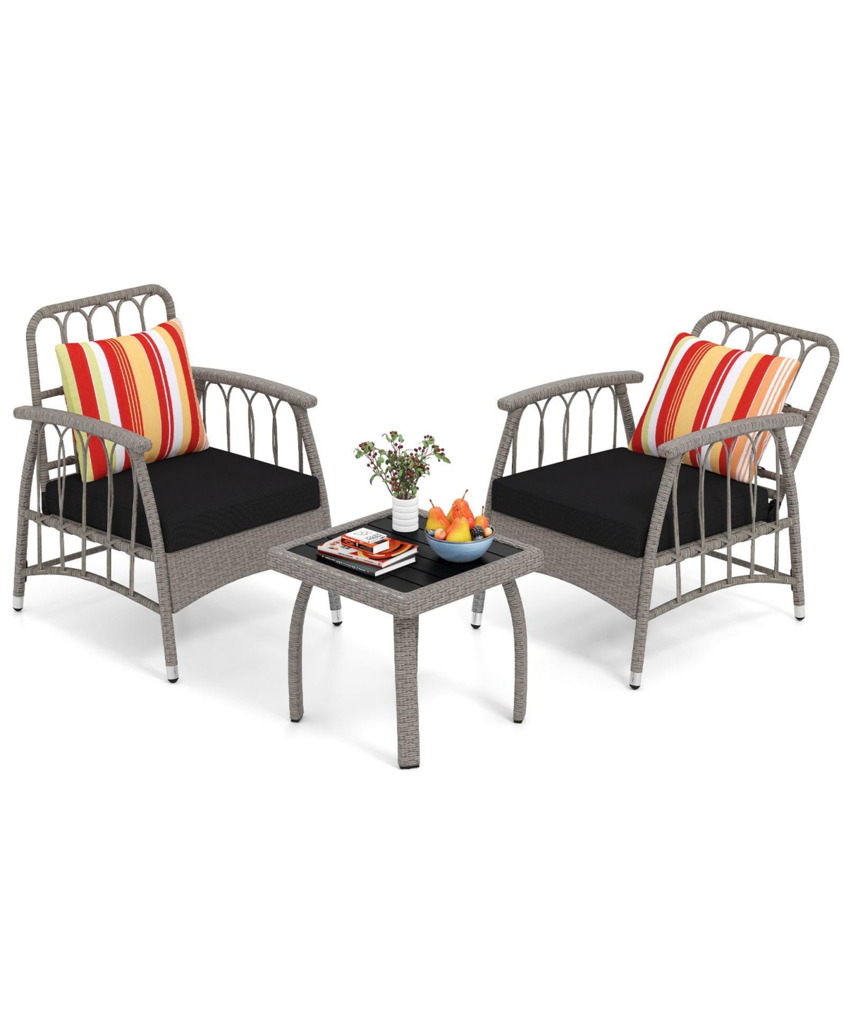 Click here for Gymax 3 Pcs Patio Pe Wicker Furniture Set w/ 5-Lev... prices