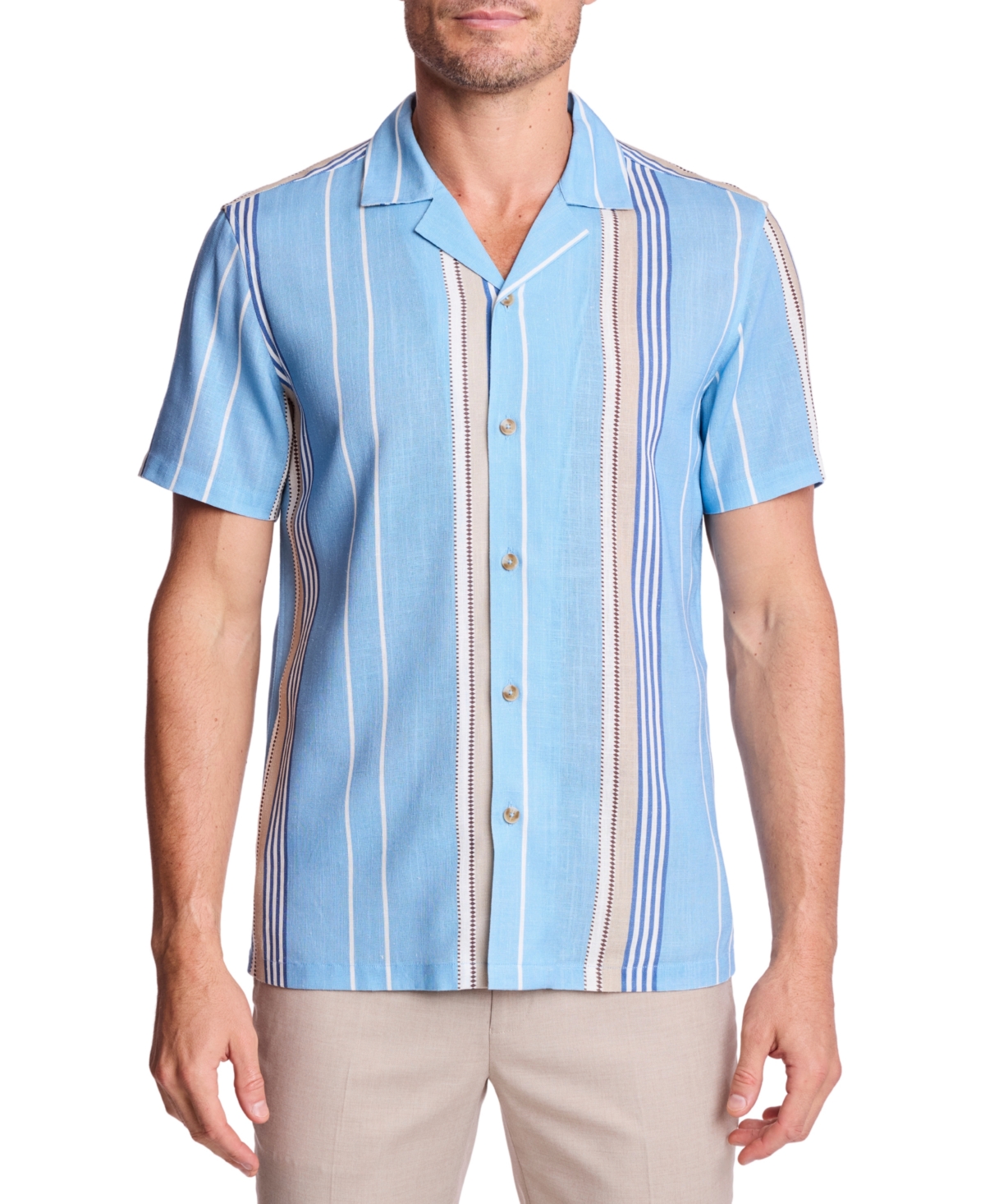 Click here for Paisley & Gray Mens Camp Collar Stripe Shirt - San... prices