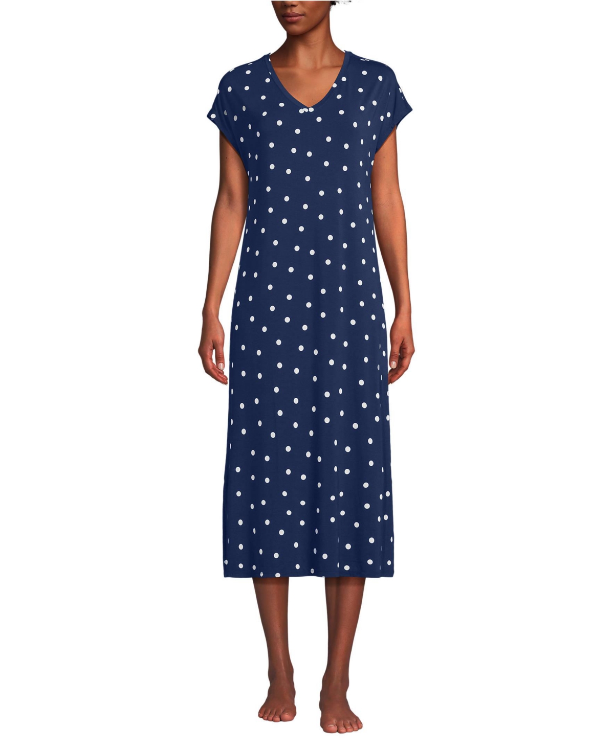 Click here for Lands End Womens Cooling Cap Sleeve Midi Nightgown... prices
