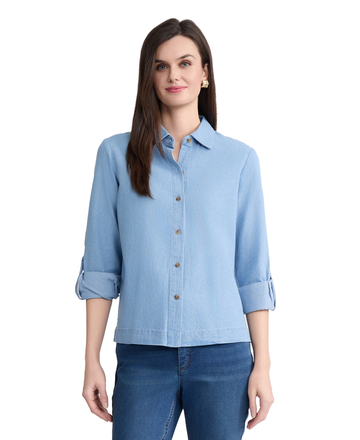 Click here for Jones New York Petite Long-Sleeve Button-Down Shir... prices