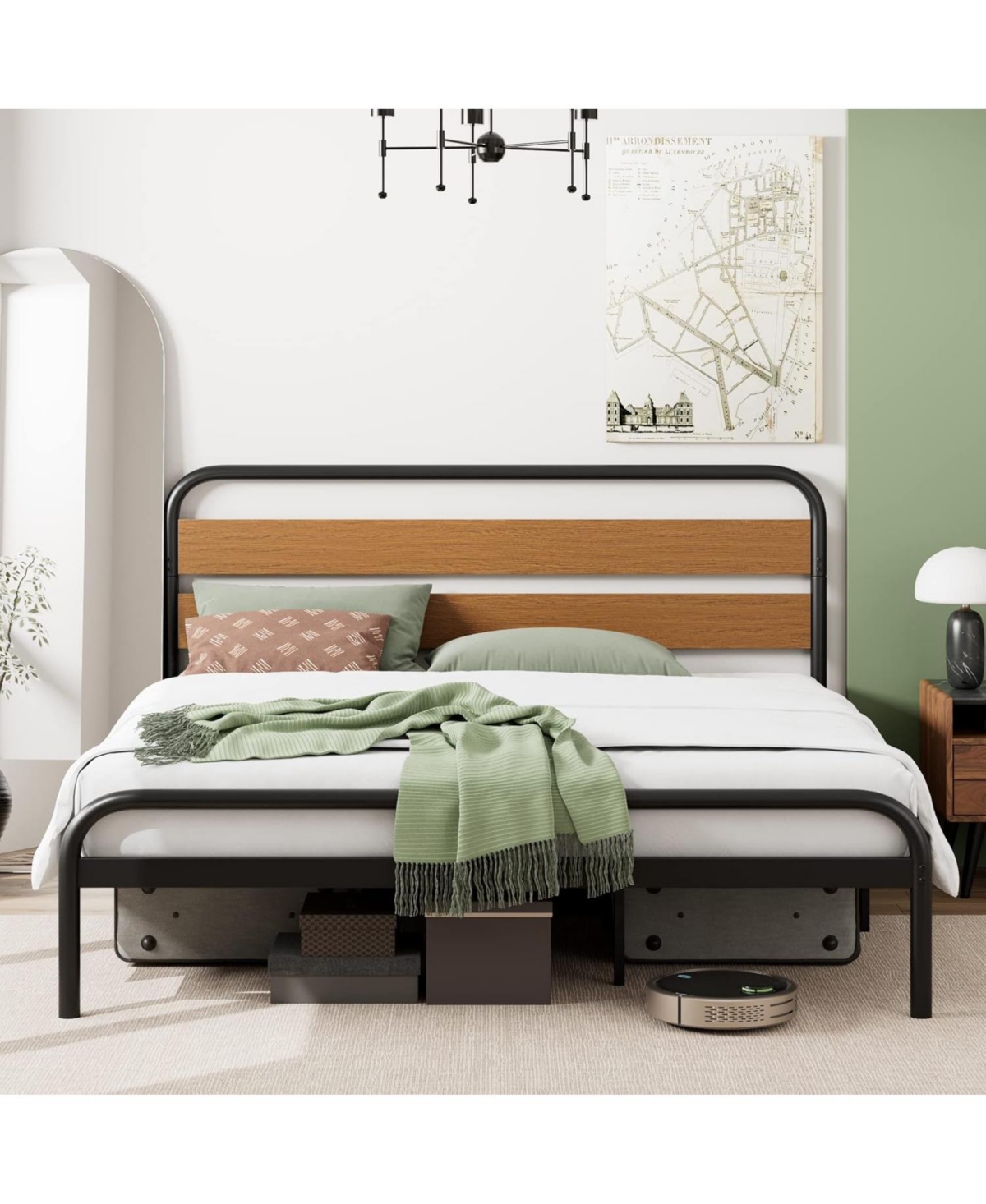 Click here for gaomon Platform Bed Frame with Wood Headboard  Hea... prices