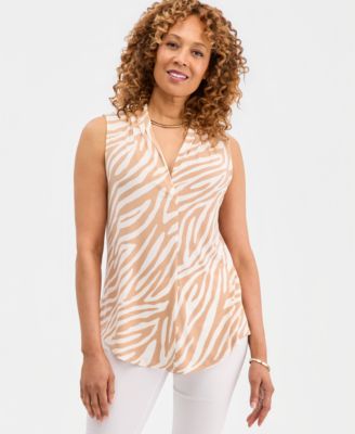 Click here for Jm Collection Womens Printed Sleeveless V Neck Kni... prices