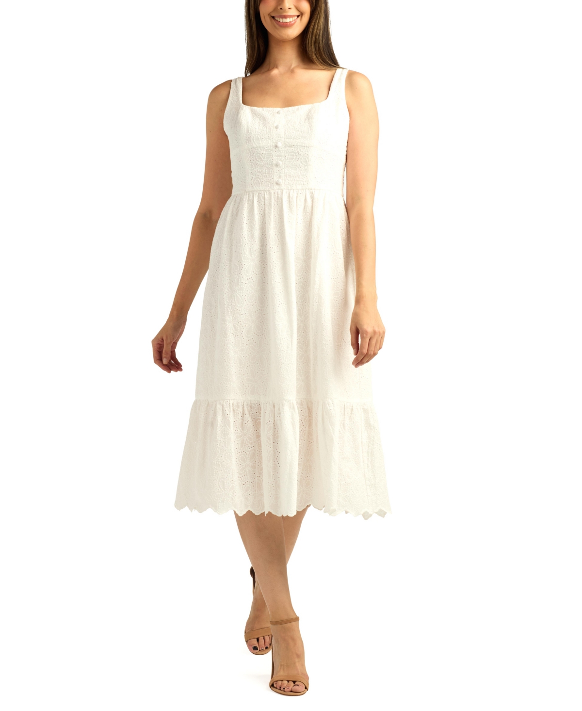 Click here for Bcx Womens Square Neck Midi Dress - Off White prices