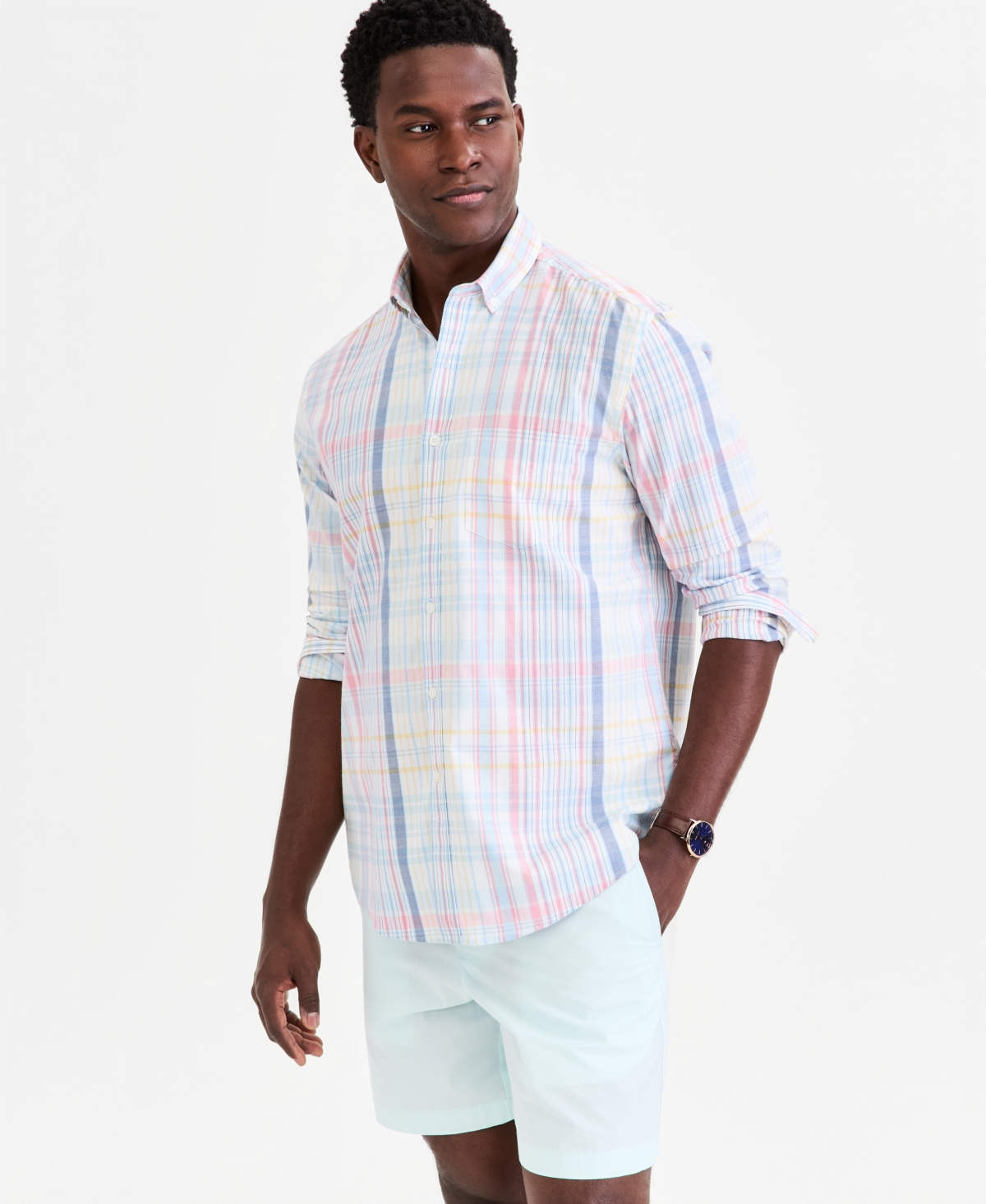 Click here for Club Room Mens Long-Sleeve Printed Oxford Shirt  M... prices