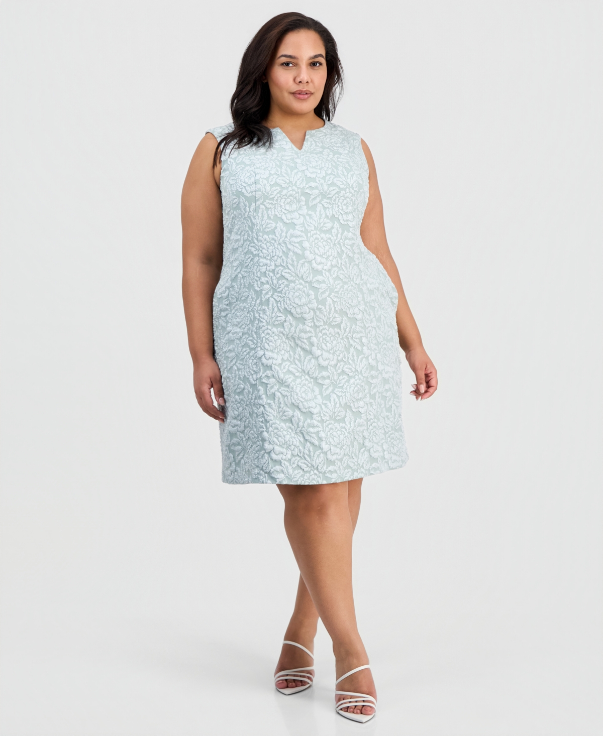 Click here for Connected Plus Size Cloquet Cutout-Neck Sheath Dre... prices