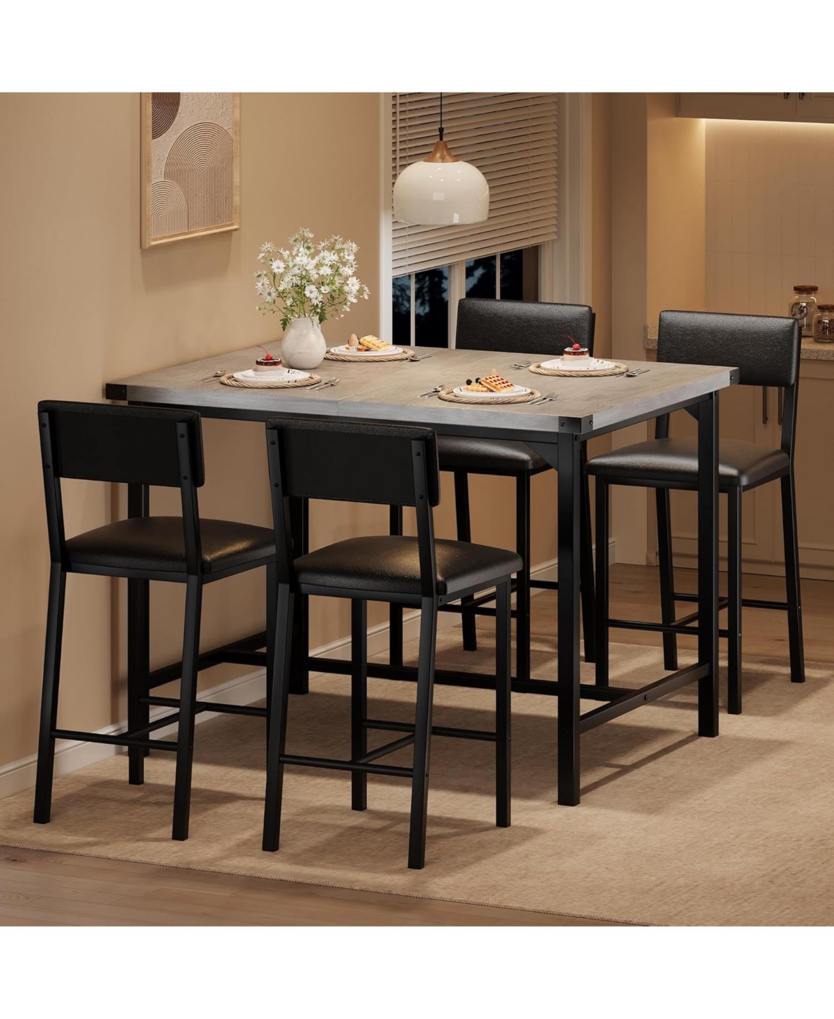 Click here for gaomon 5 Piece Dining Table Set for 4 with Footres... prices