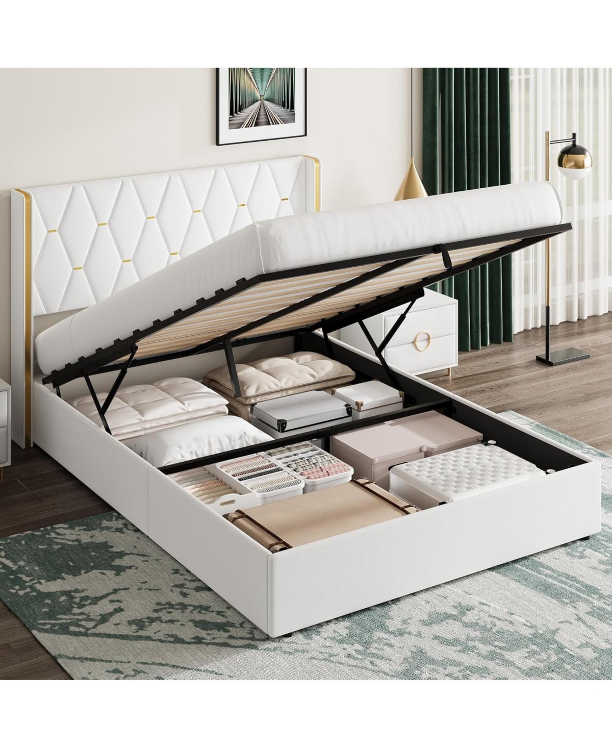 Click here for gaomon Full Lift-Up Storage Bed Frame  Velvet Diam... prices