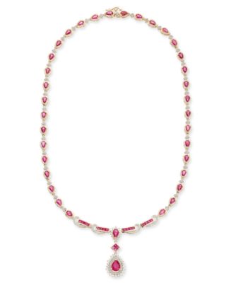 Ruby (13 ct. t.w.) and Diamond (1-1/5 ct. t.w.) Collar Necklace in 14k ...