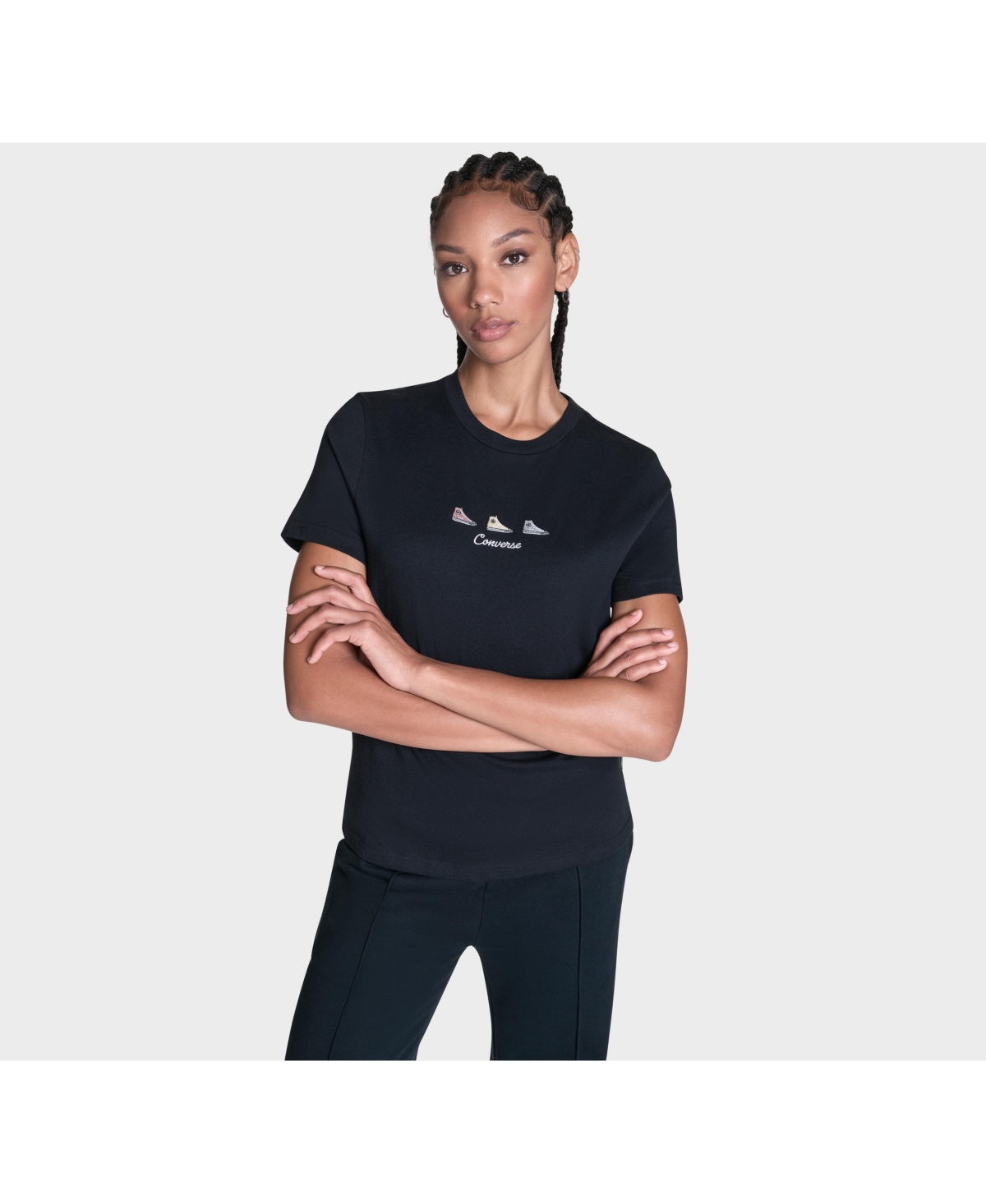 Click here for Converse Womens Trio Embroidered T-Shirt - Convers... prices