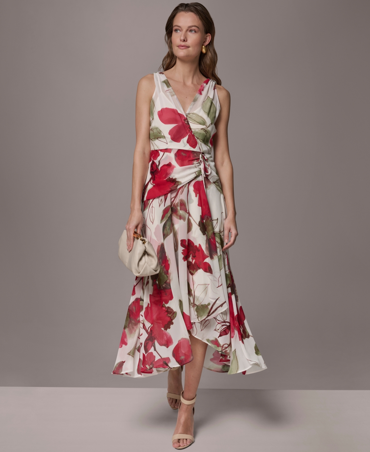 Click here for Donna Karan New York Womens Floral Faux Wrap Midi... prices