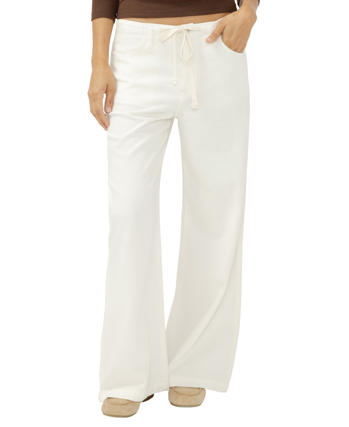 Click here for Silver Jeans Co. Womens Mid Rise Wide Leg Drawstri... prices