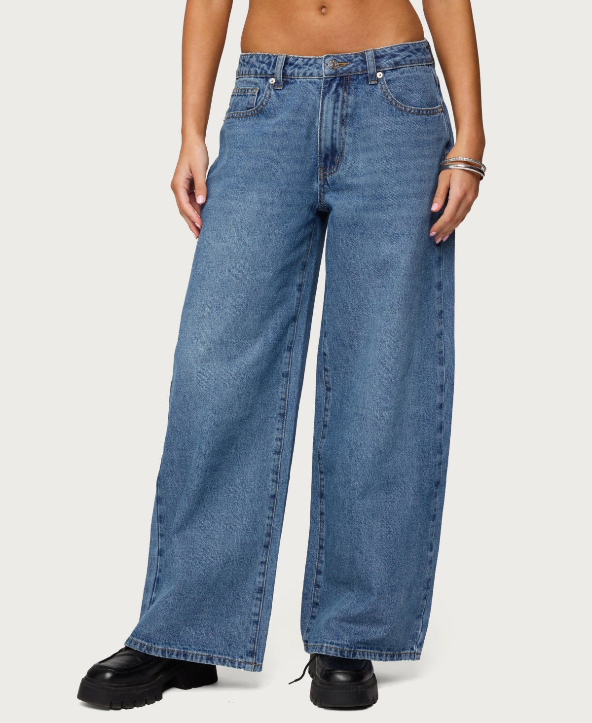 Click here for Draft - Edikted Womens Skye Low Rise Baggy Jeans -... prices