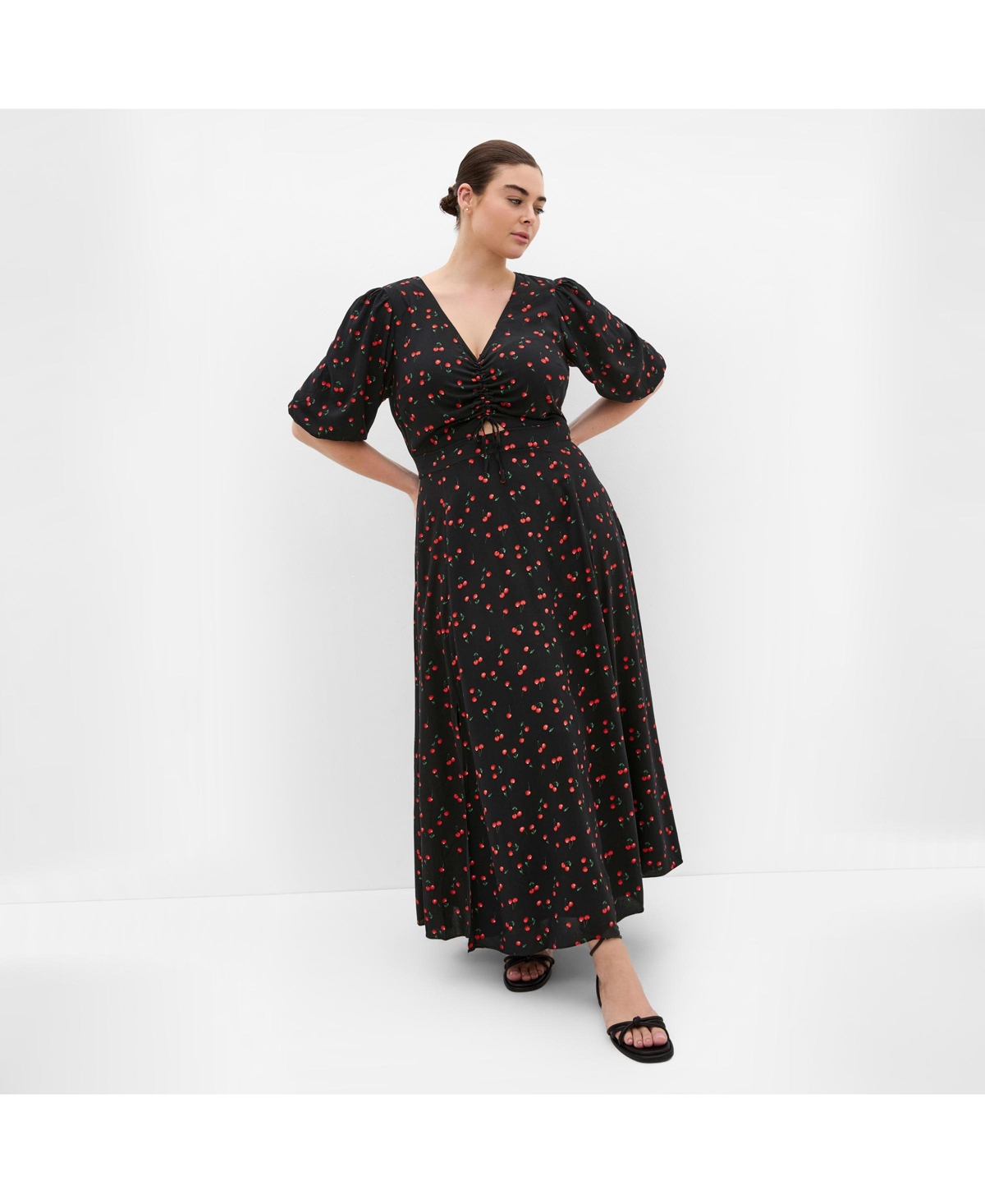 Click here for City Chic Womens Aliya Elbow Sleeve Maxi Dress - B... prices