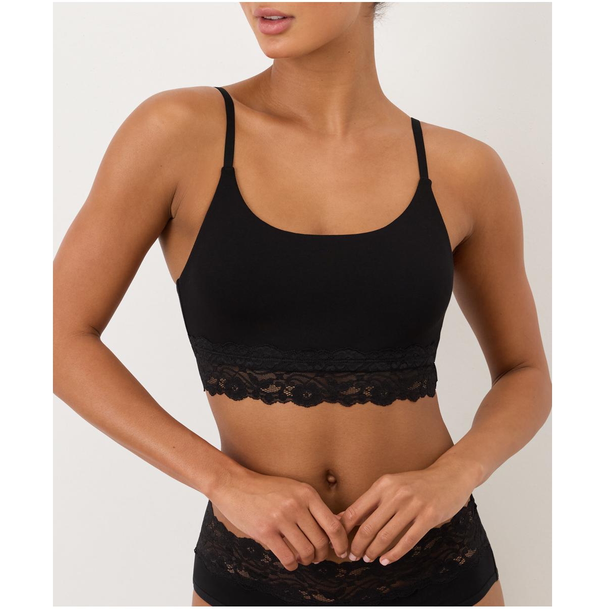 Click here for Pact Womens Lace Modern Scoop Bralette - Black prices