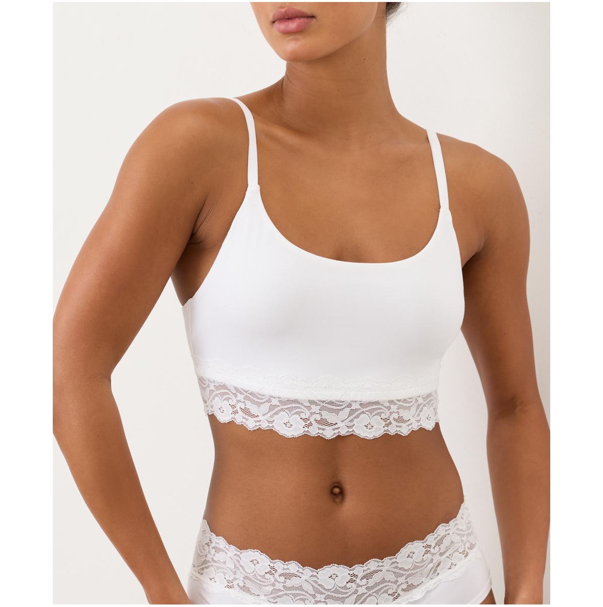 Click here for Pact Womens Lace Modern Scoop Bralette - White prices
