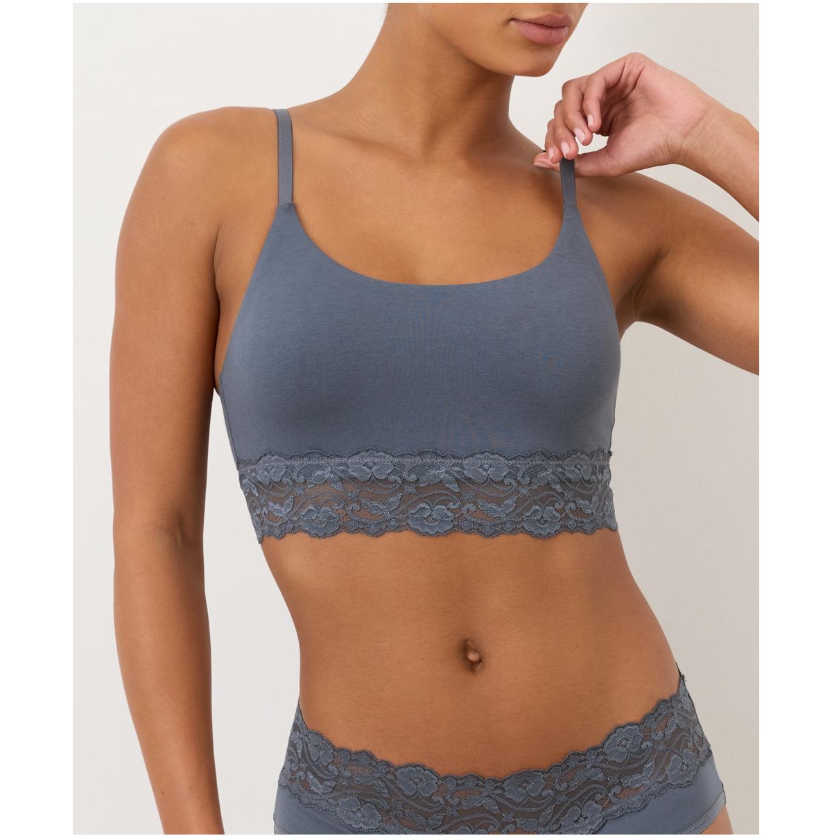 Click here for Pact Womens Lace Modern Scoop Bralette - Light ste... prices