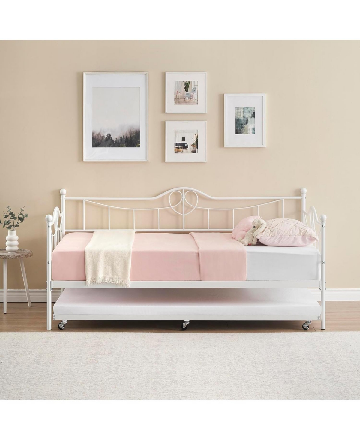 Click here for gaomon Twin Heart-Shaped Metal Sofa Bed Frame With... prices