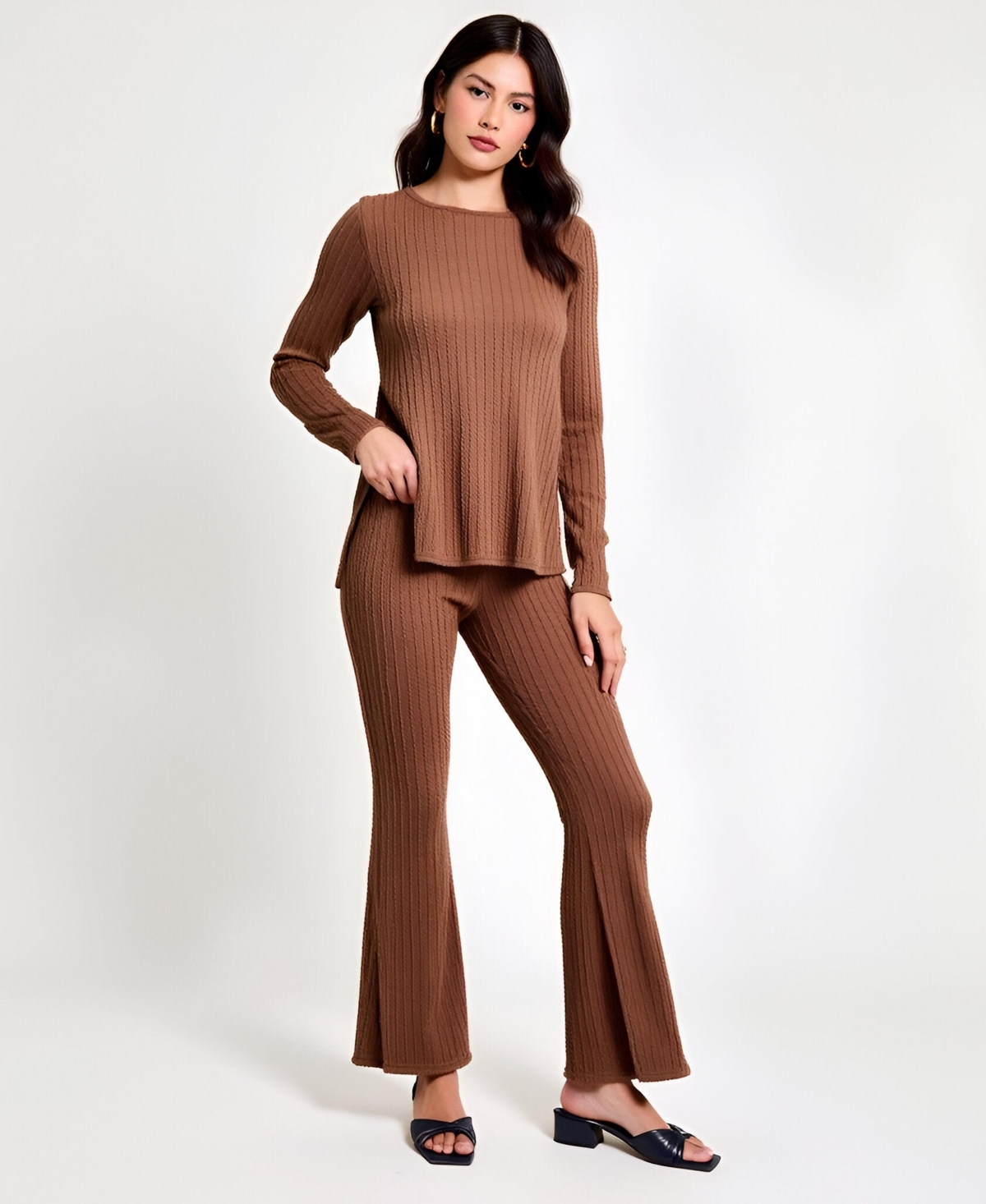 Click here for Modenaire Womens Ribbed Knit Long Sleeve Top and F... prices