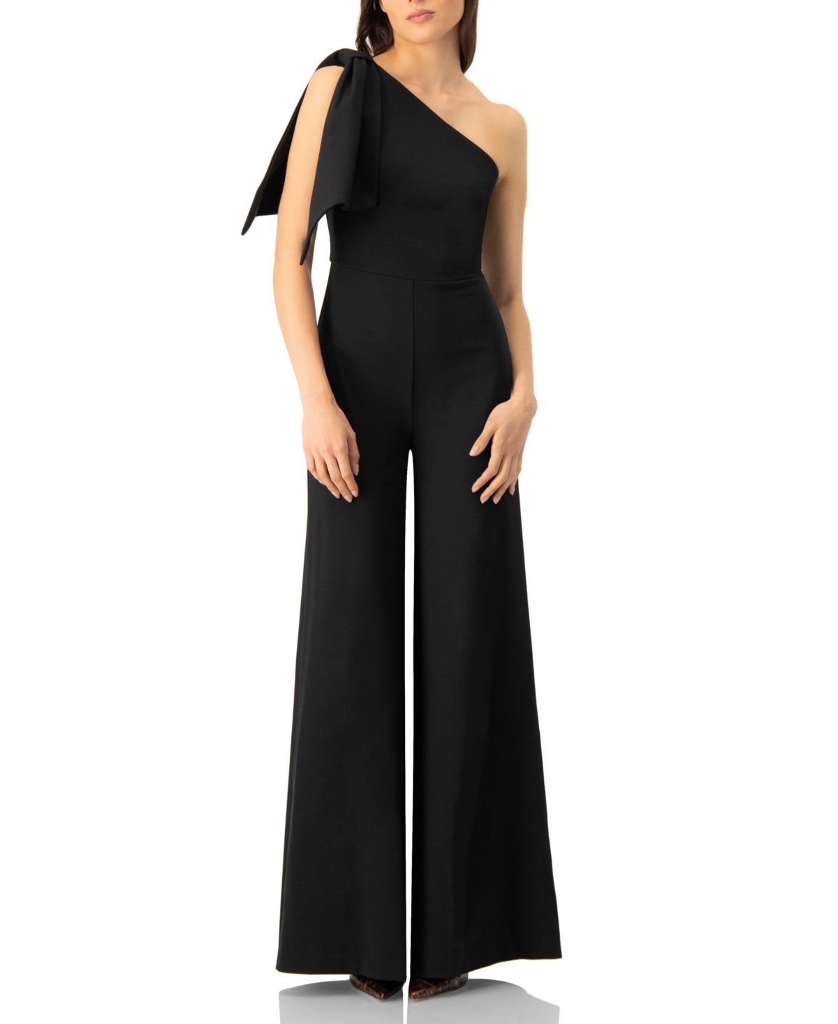 Click here for Ivonne Womens One-Shoulder Wide-Leg Jumpsuit - Bla... prices