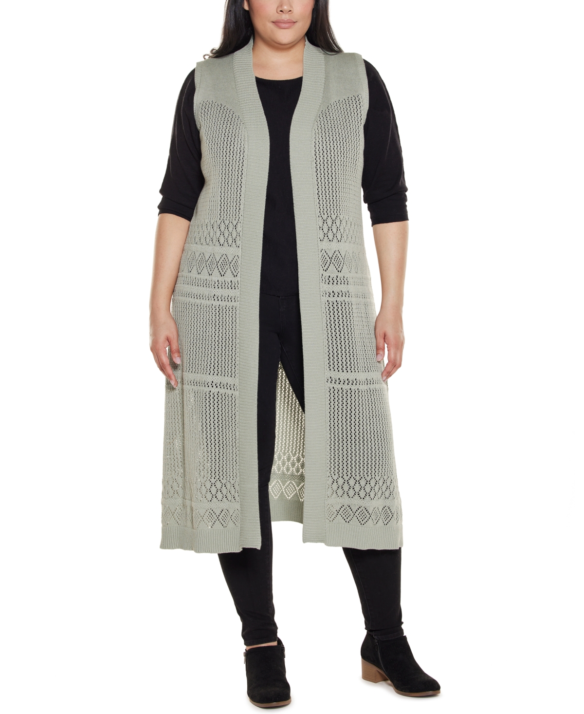 Click here for Belldini Plus Size Pointelle Sleeveless Duster Car... prices