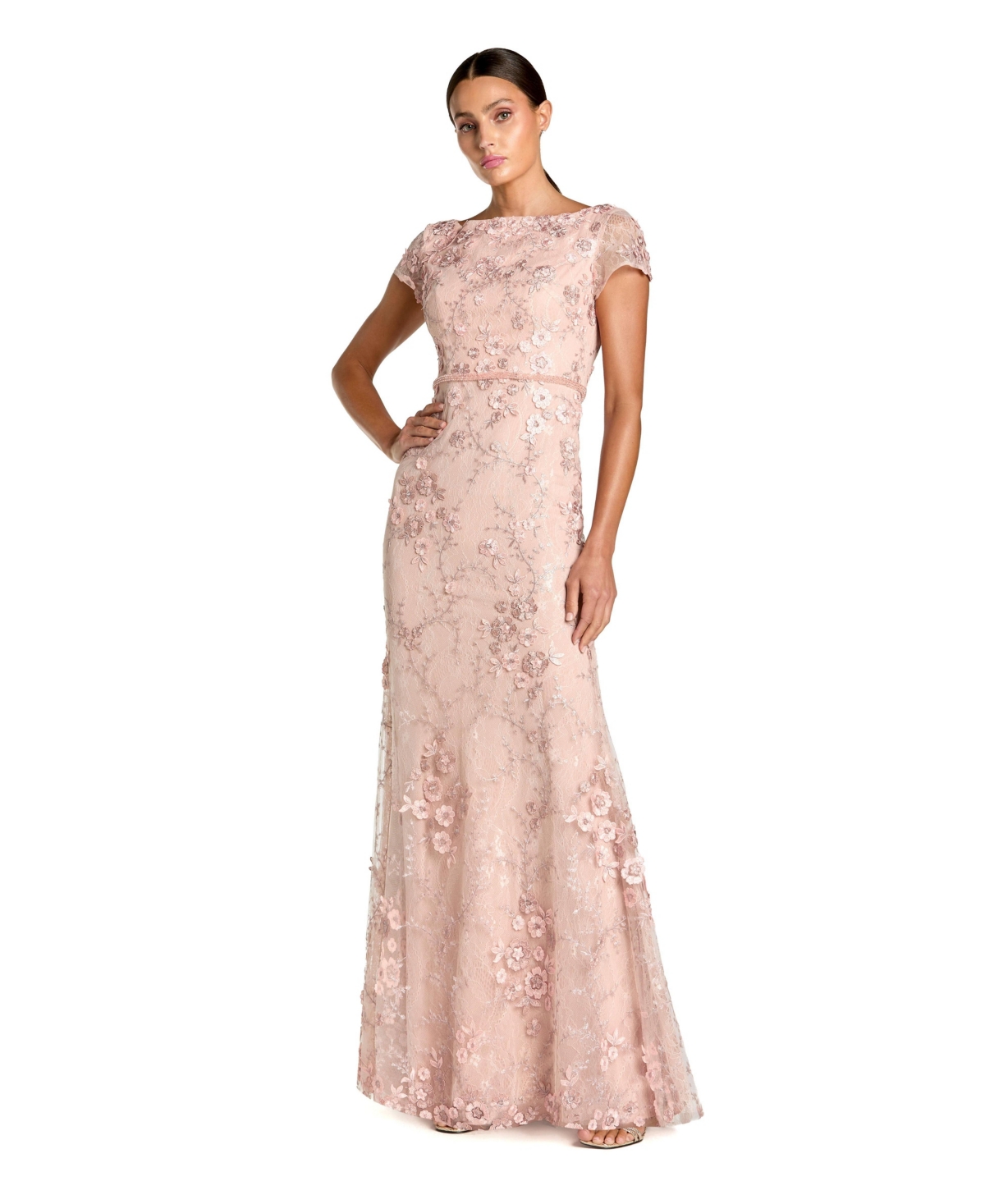 Click here for Womens Floral Applique Boat Neck Short Sleeve Gown... prices