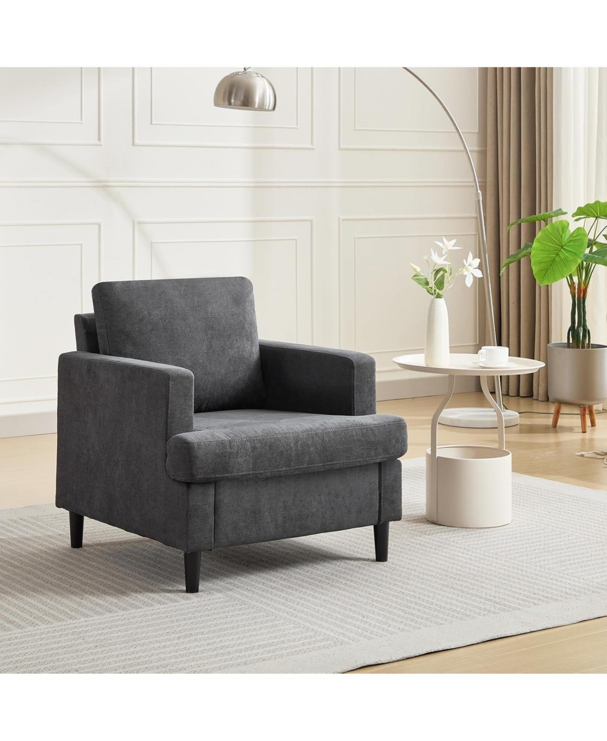 Click here for gaomon Mid-Century Accent Chair  Modern Linen Fabr... prices