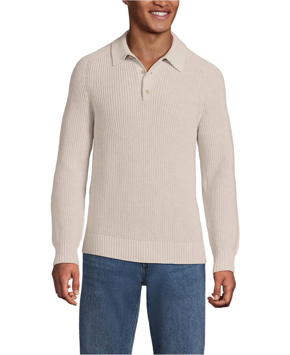 Click here for Lands End Mens Long Sleeve Drifter Polo Sweater -... prices