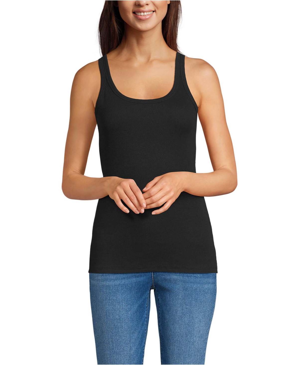 Click here for Lands End Womens Micro Rib Go-To Layering Tank Tee... prices