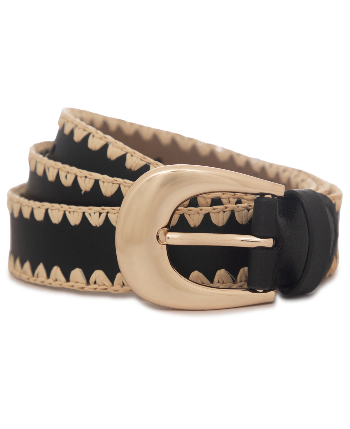 Click here for Michael Michael Kors Raffia Leather Belt - Black prices