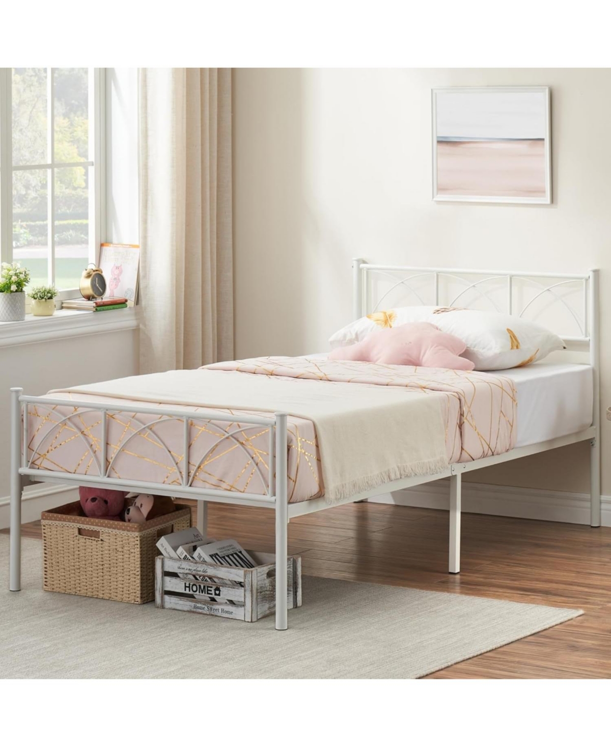 Click here for gaomon Twin Size Sturdy Modern Stylish Iron Bed Fr... prices