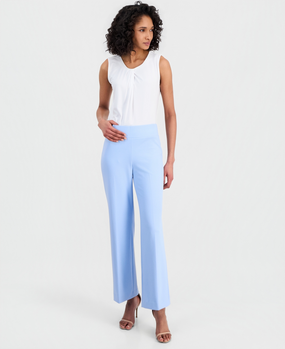 Click here for Anne Klein Womens Stretch Crepe High-Rise Wide-Leg... prices