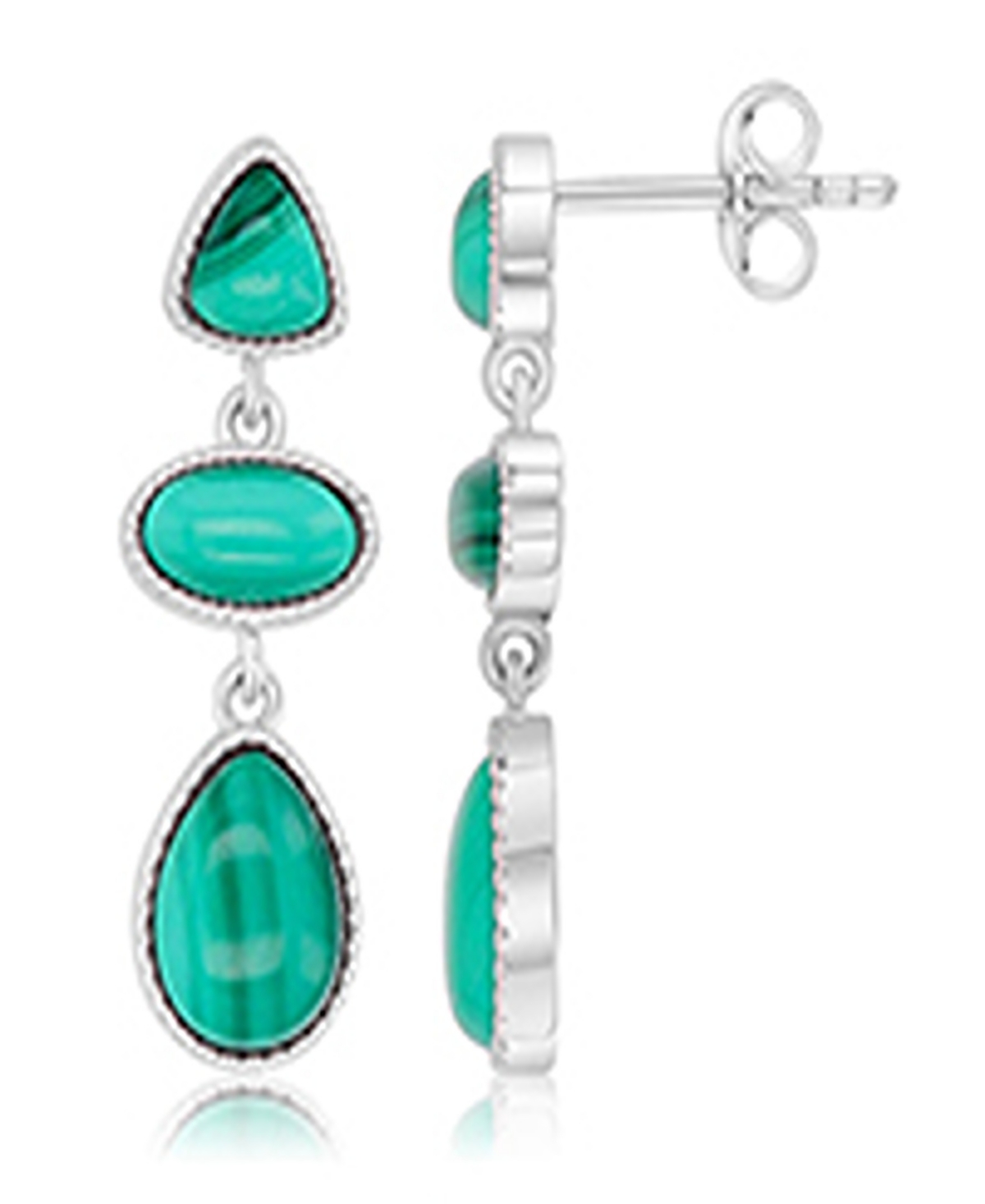 Click here for Macys Malachite Three Shapes Dangling Earrings in... prices