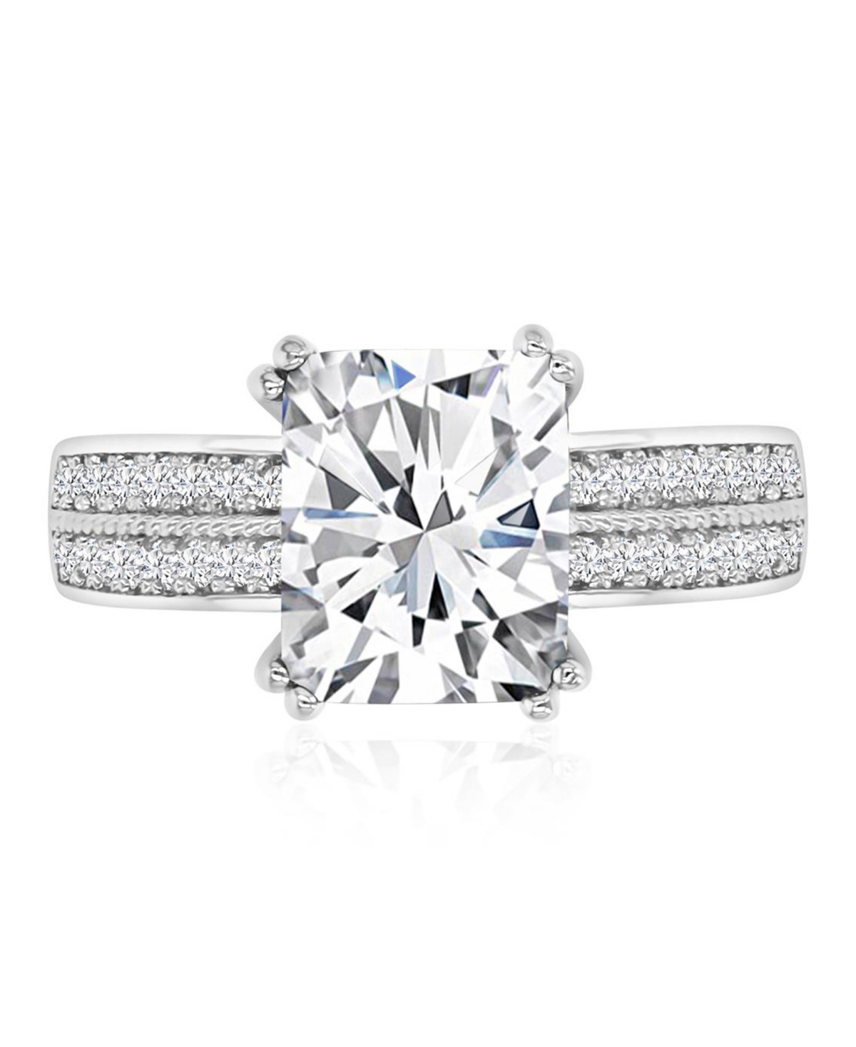 Click here for Macys Polished Cubic Zirconia Emerald-Cut Engageme... prices