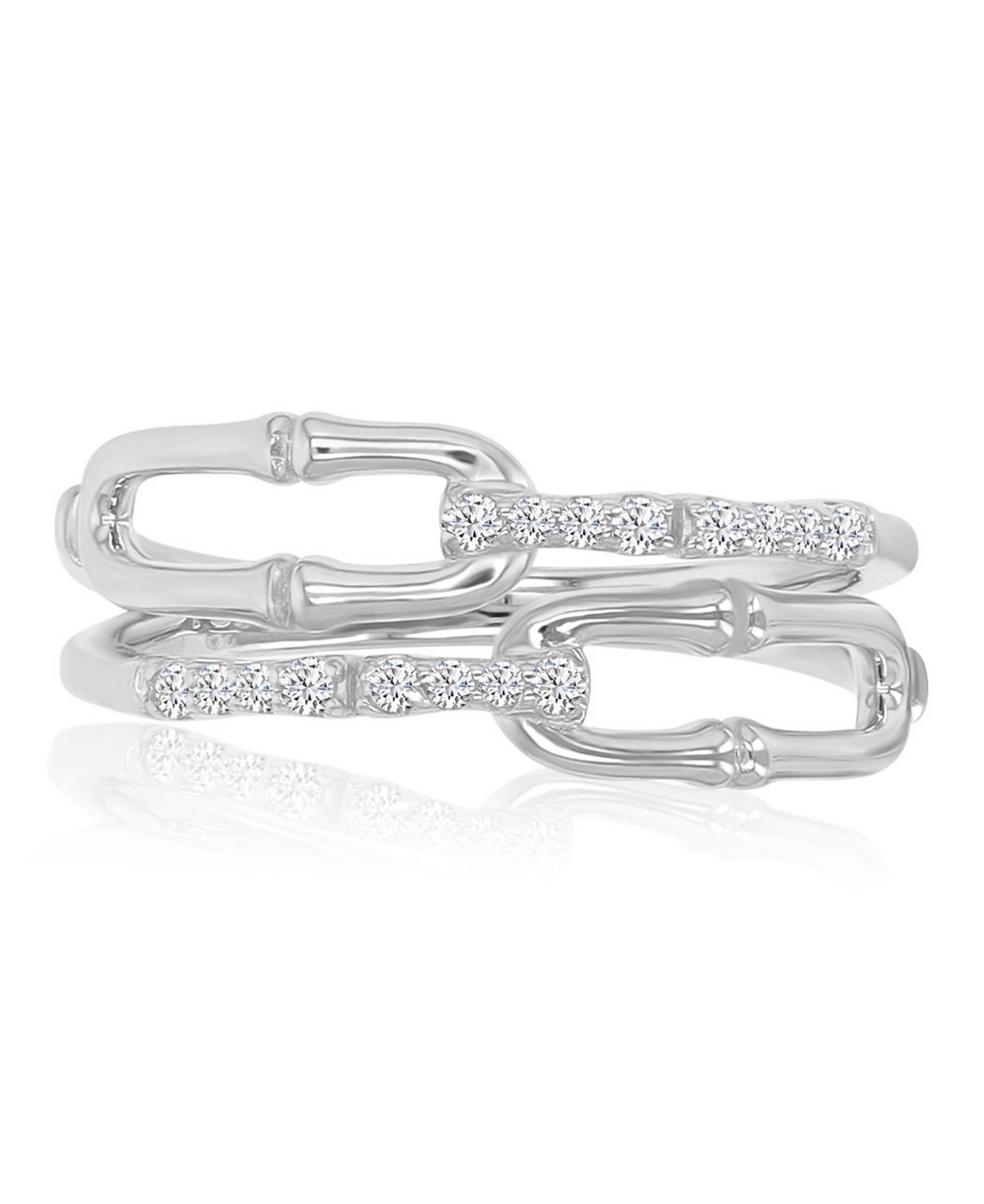Click here for Macys Classic Cubic Zirconia Link Ring in Rhodium... prices