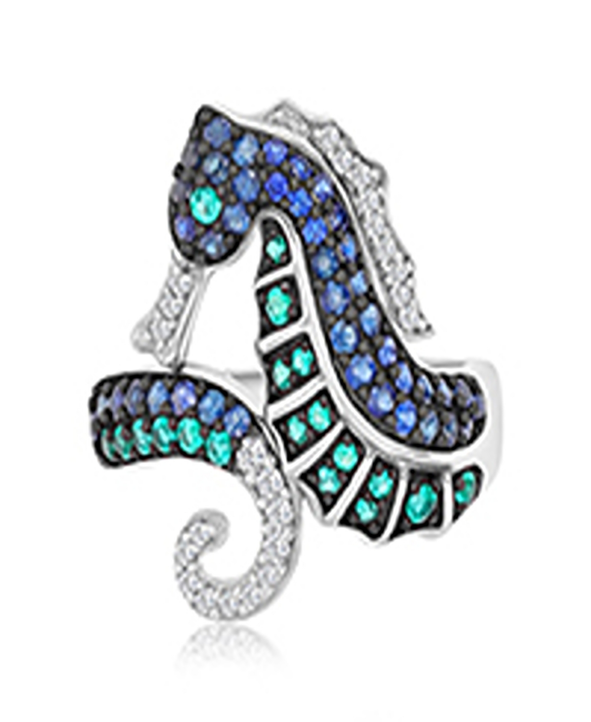 Click here for Macys Created Emerald & Sapphire Seahorse Ring in... prices